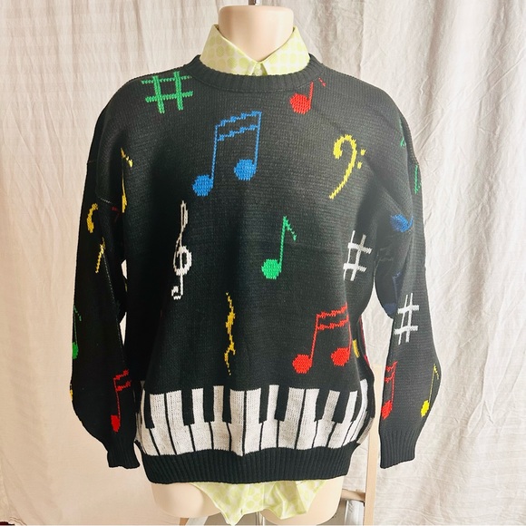 Vintage | Sweaters | Vintage 8s Music Keyboard Sweater By Aim Albert ...